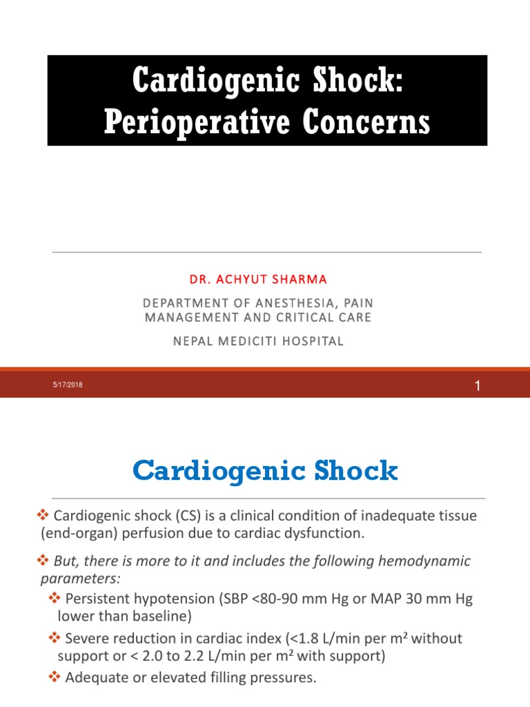 Cardiogenic Shock and Septic Shock: Perioperative Management | PDF ...