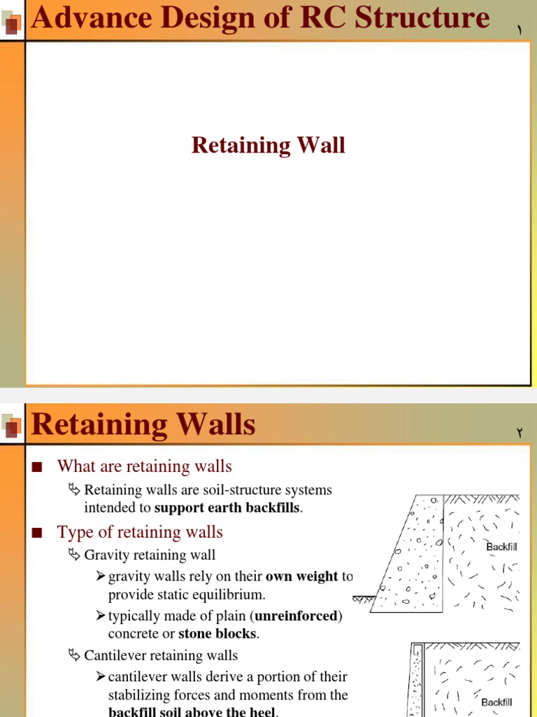 Retaining Wall: Advance Design of RC Structure | Download Free PDF ...