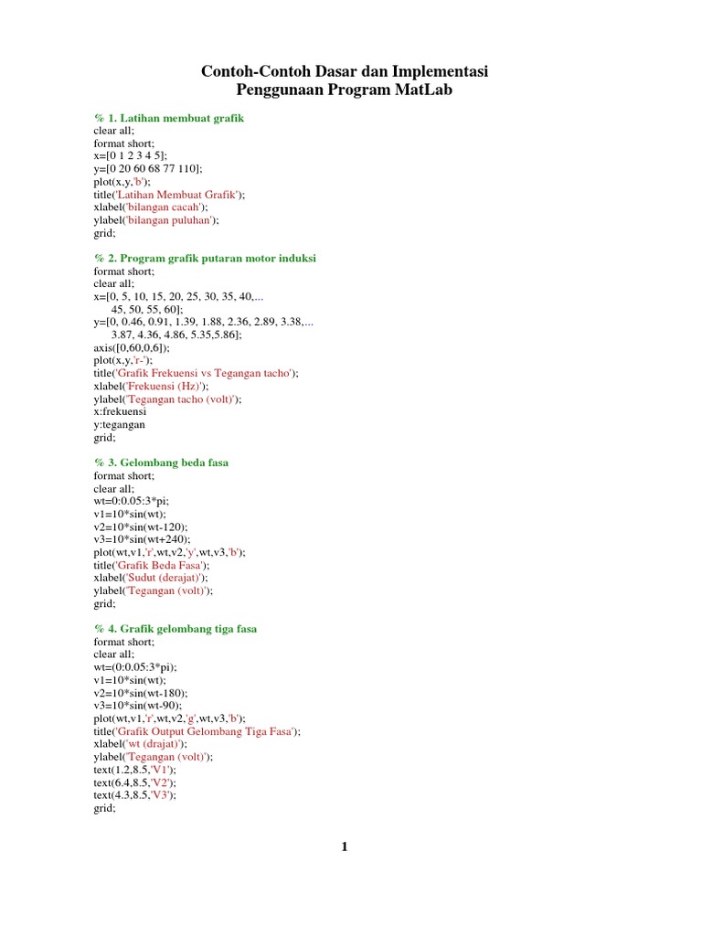 Contoh Program Matlab | PDF