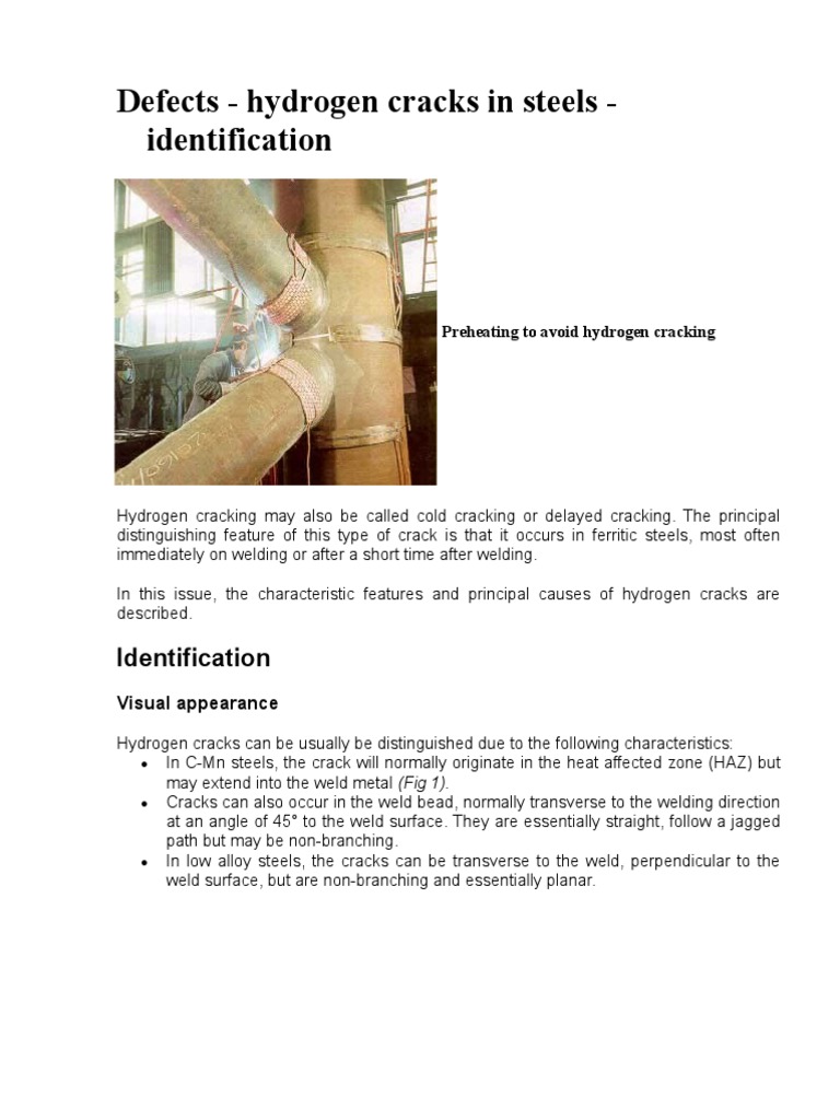 Defects Hydrogen Cracks Identification | PDF | Welding | Construction