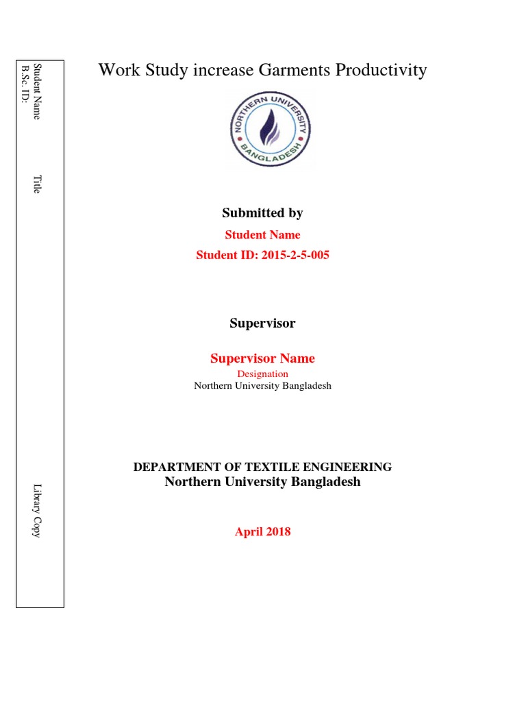 Work Study Increase Garments Productivity: Submitted by | PDF | Thesis ...