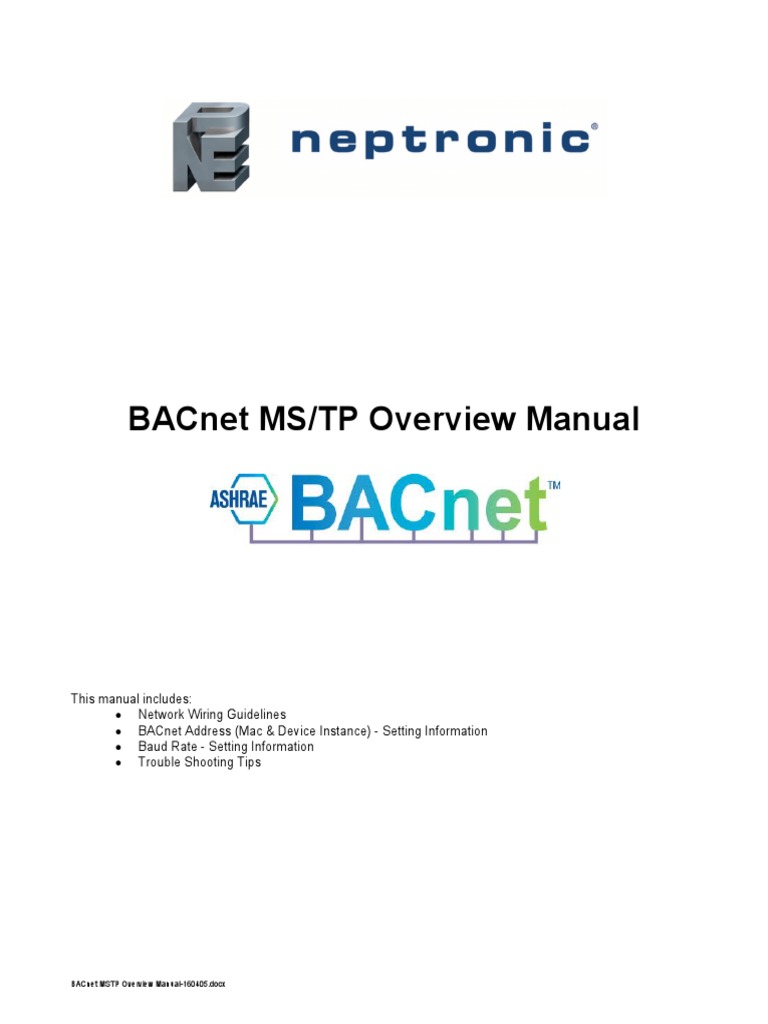 BACnet MSTP Overview Manual-160405 | PDF | Network Topology | Computer Network