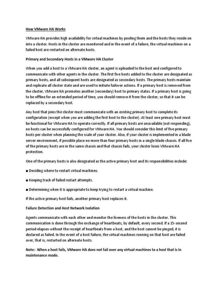 How VMware HA Works 4.x | PDF | Computer Cluster | V Mware