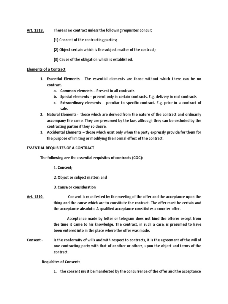 Elements of Contract | PDF | Offer And Acceptance | Contract Law