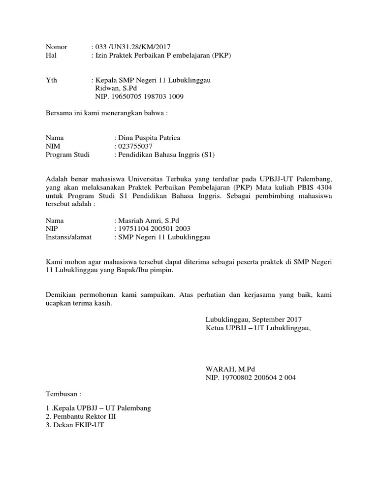 Surat Permohonan PKP | PDF