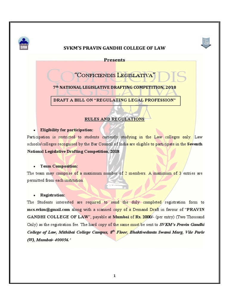7th Legislative Drafting Competition 2018 RULES | PDF | Advocate | Lawyer