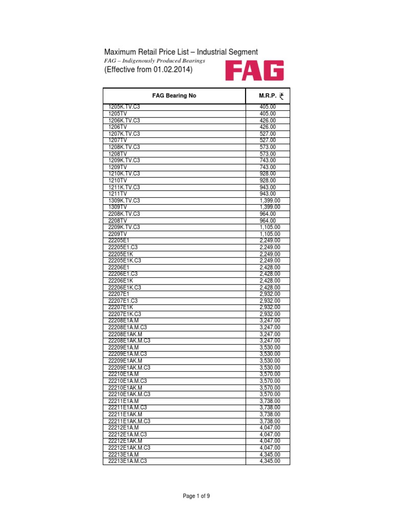 Fag Industrial Bearings PDF | PDF | Market (Economics) | Taxes