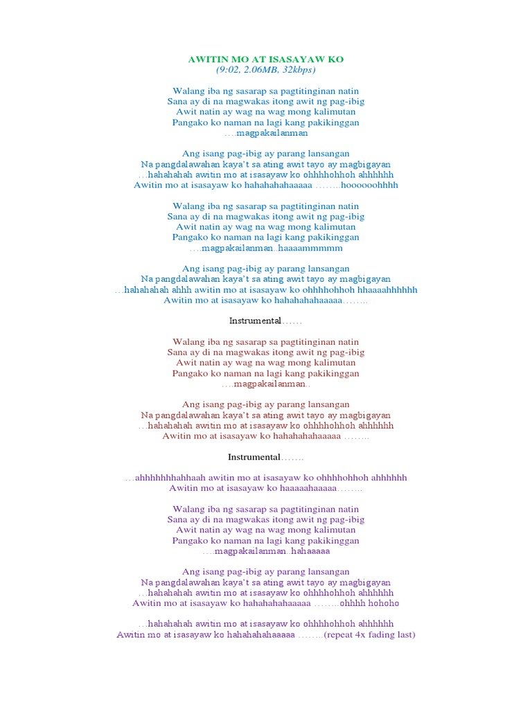 Awitin Mo at Isasayaw Ko | PDF | Art | Poetry