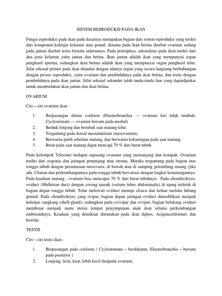 Sistem Reproduksi Pada Ikan | PDF | Griya & Taman | Kesehatan Holistik