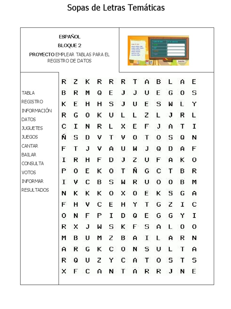 1er Grado - Bloque 2 - Sopa de Letras | PDF