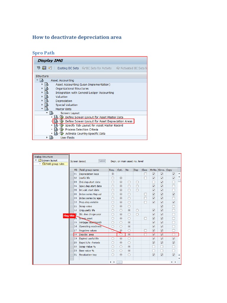 How To Deactivate Depreciation Area: Spro Path | PDF