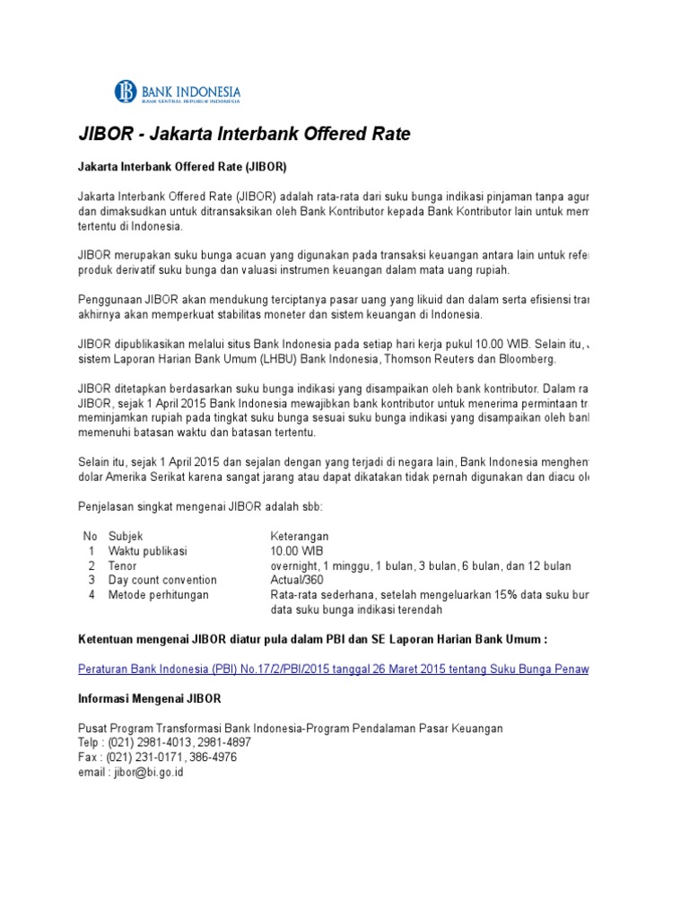 JIBOR: Jakarta Interbank Offered Rate | PDF