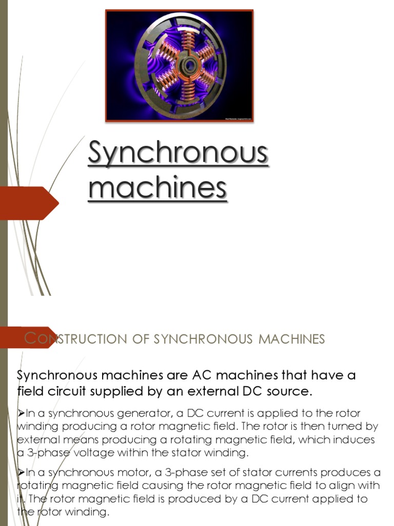 Synchronous Machines: Construction & Operation | PDF | Mechanical ...