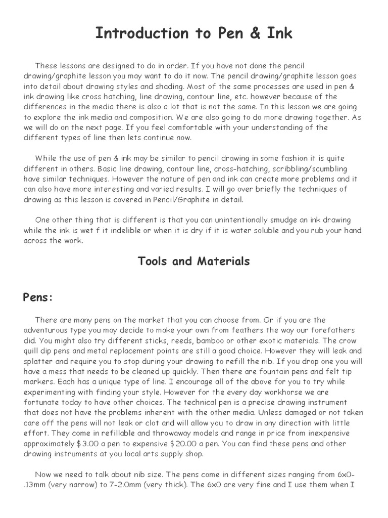 Introduction To Pen & Ink | PDF | Pen | Drawing