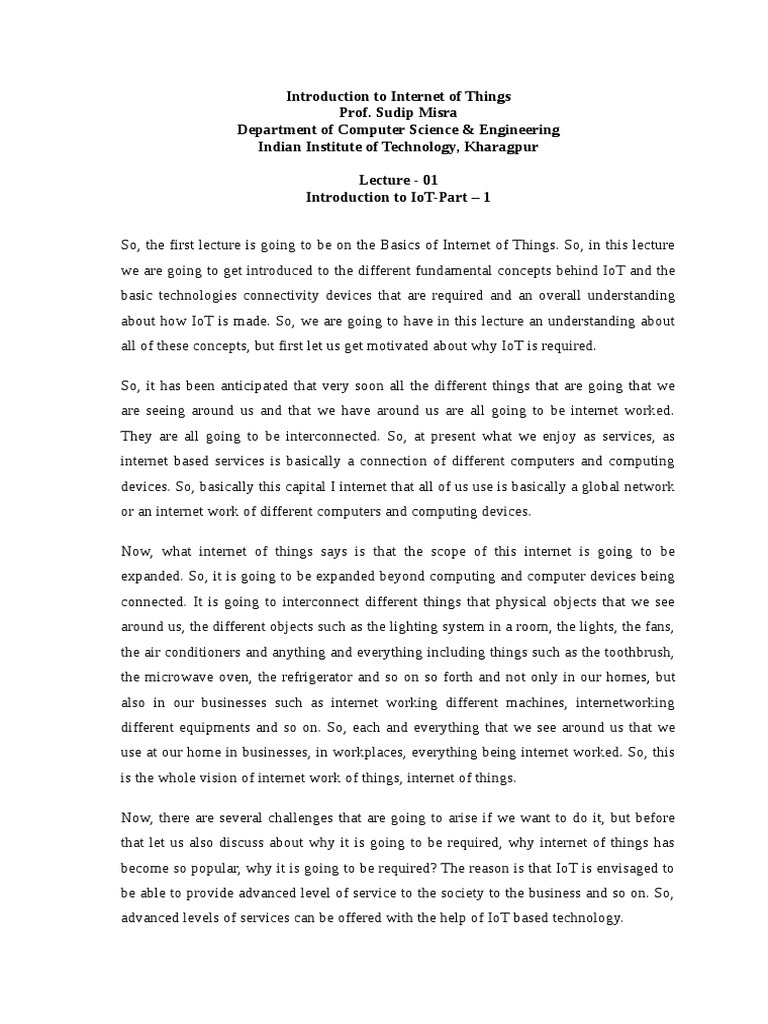 Lec 1 | PDF | Internet Of Things | Computer Network
