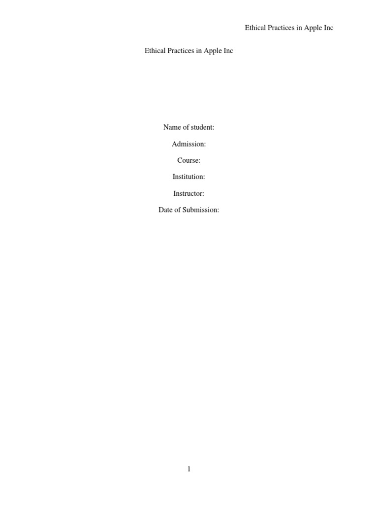 Ethical Practices in Apple Inc (Report) | PDF | Apple Inc. | Business ...