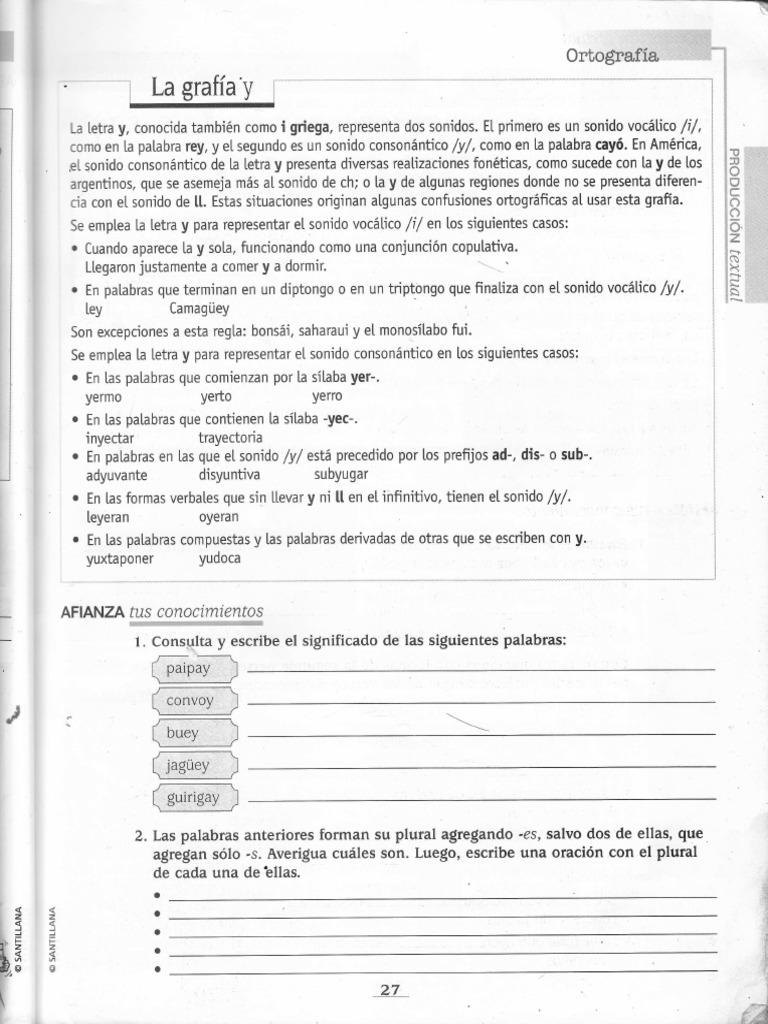 Uso de Y y LL | PDF | Ortografía | Idiomas