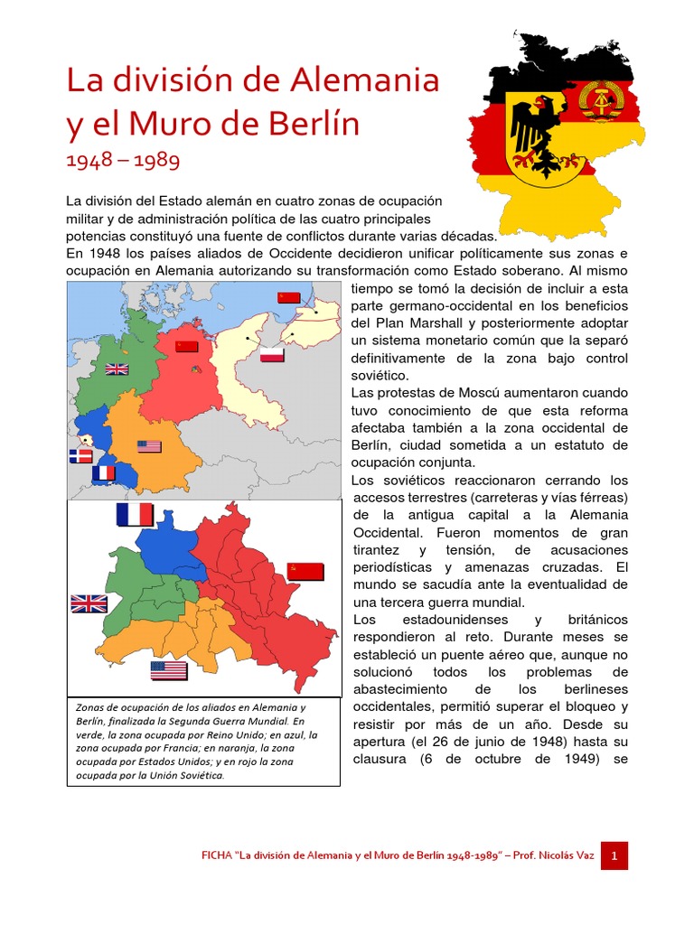 La división de Alemania y el Muro de Berlín 1948 1989 | muro de Berlín ...