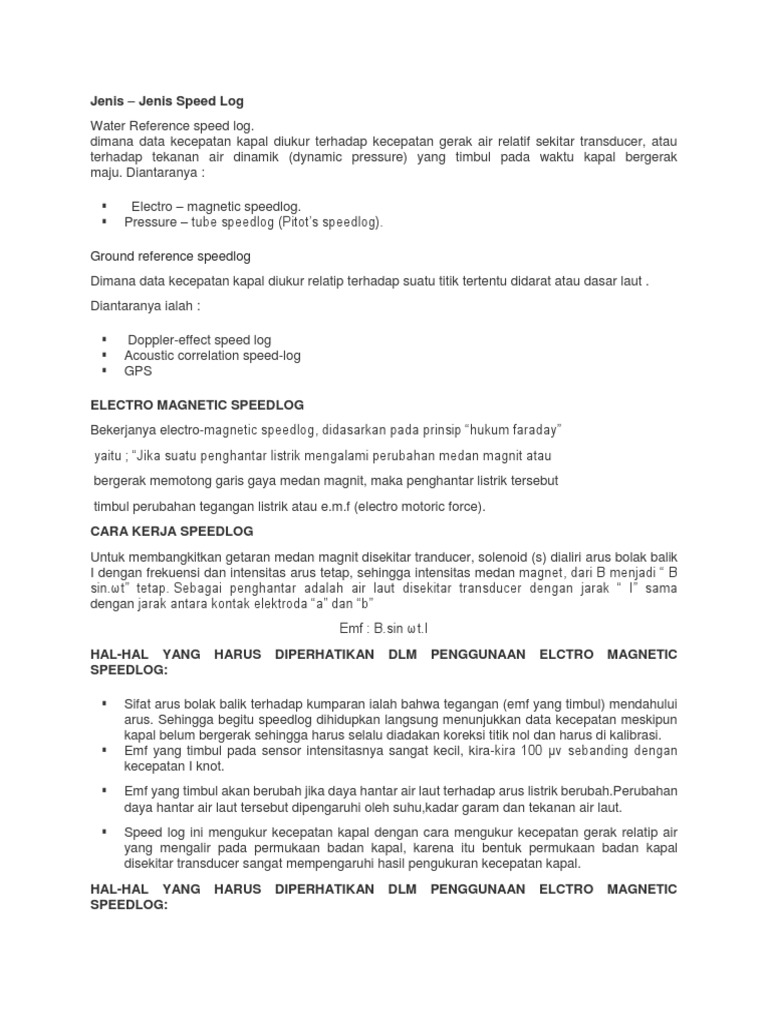 Speed Log | PDF | Science & Mathematics