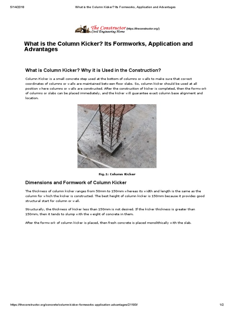 What Is The Column Kicker - Its Formworks, Application and Advantages ...