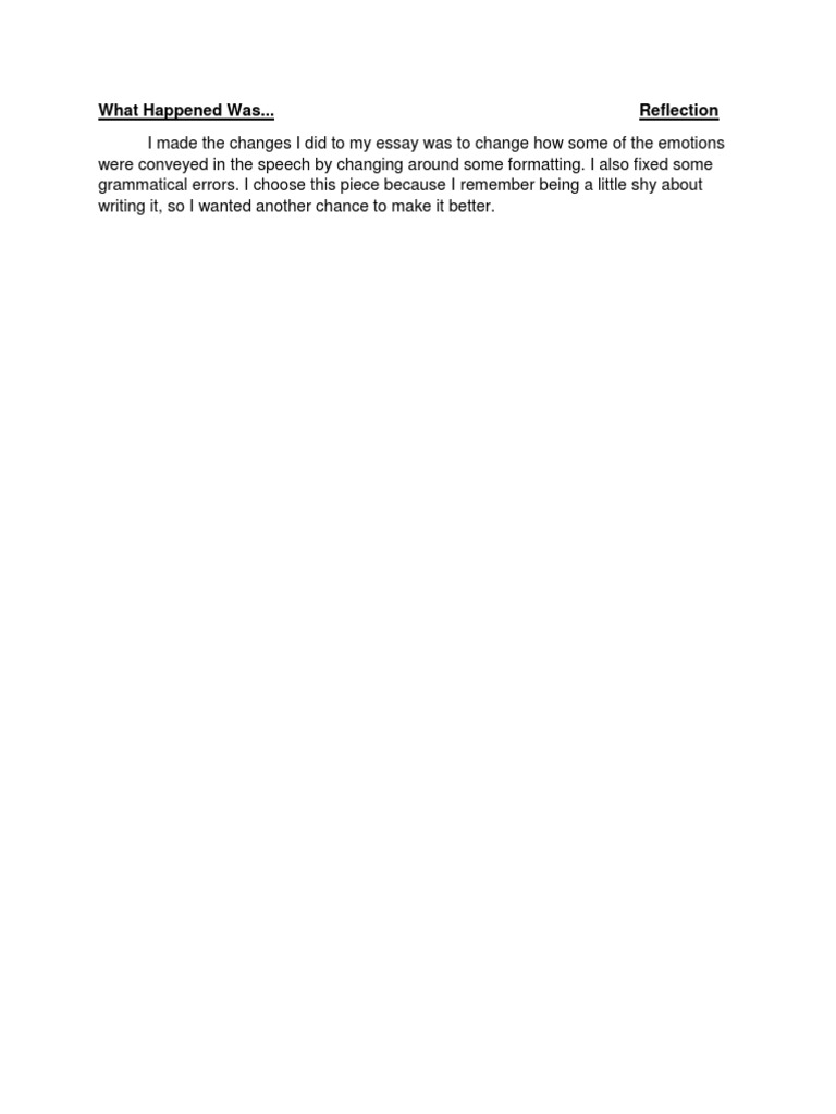 What Happened Was Reflect | PDF