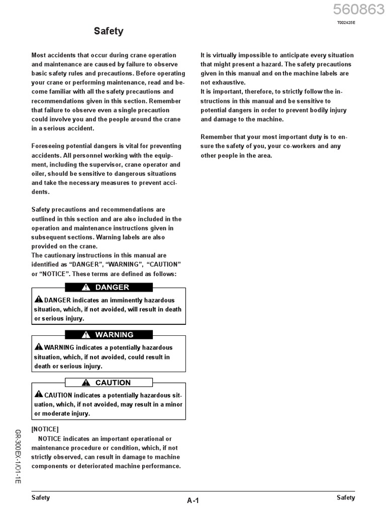 GR 300EX 1 Operation Manual | PDF | Crane (Machine) | Elevator