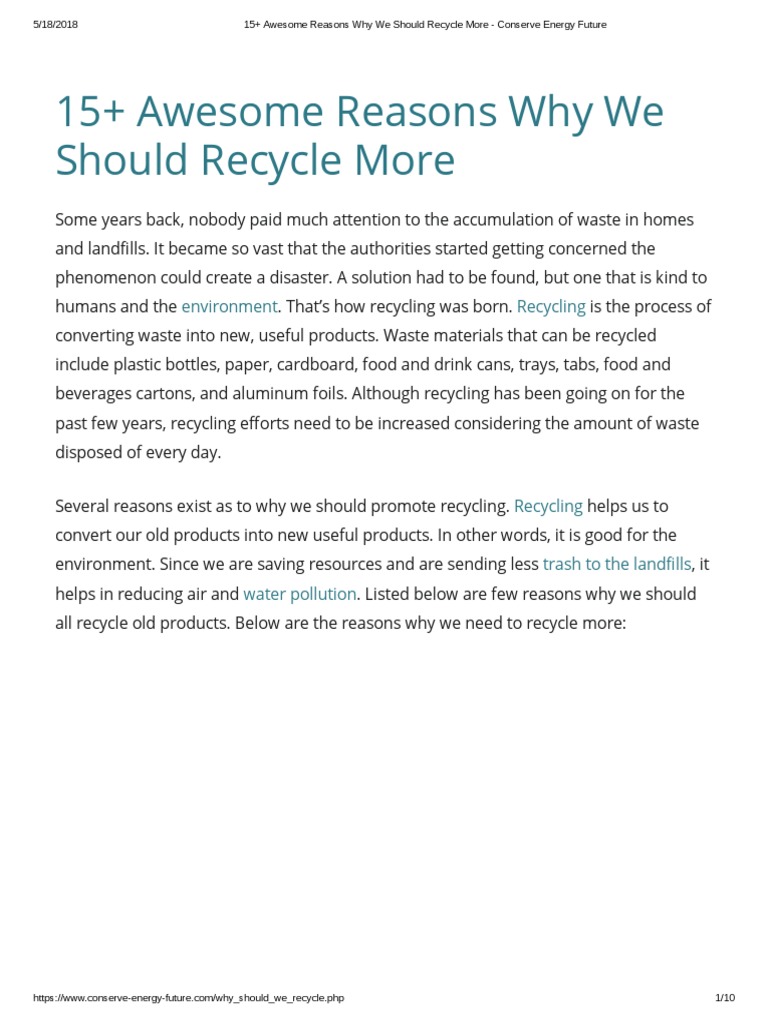 15 Compelling Reasons to Recycle More | PDF | Recycling | Greenhouse Gas