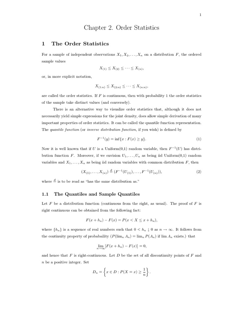 Chapter 2. Order Statistics | PDF | Normal Distribution | Probability ...