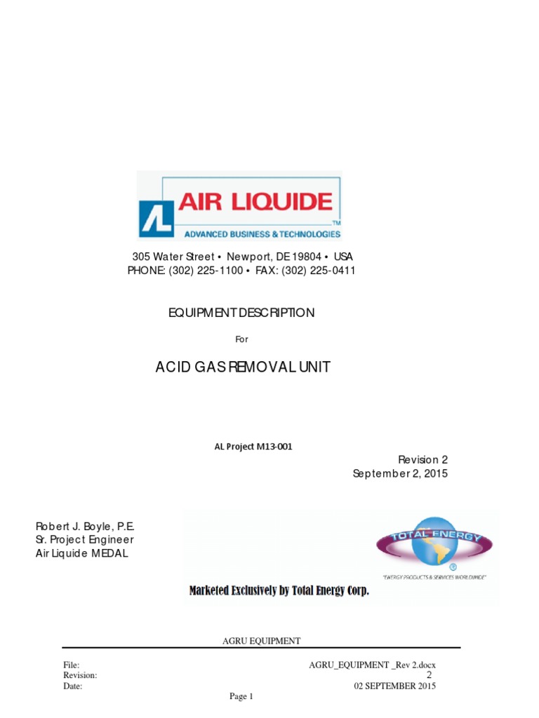 Acid Gas Removal Unit Equipment | PDF | Adsorption | Hvac