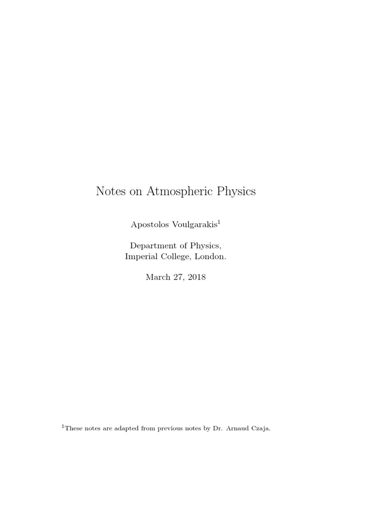 Atmospheric Physics Notes | PDF | Troposphere | Atmosphere Of Earth