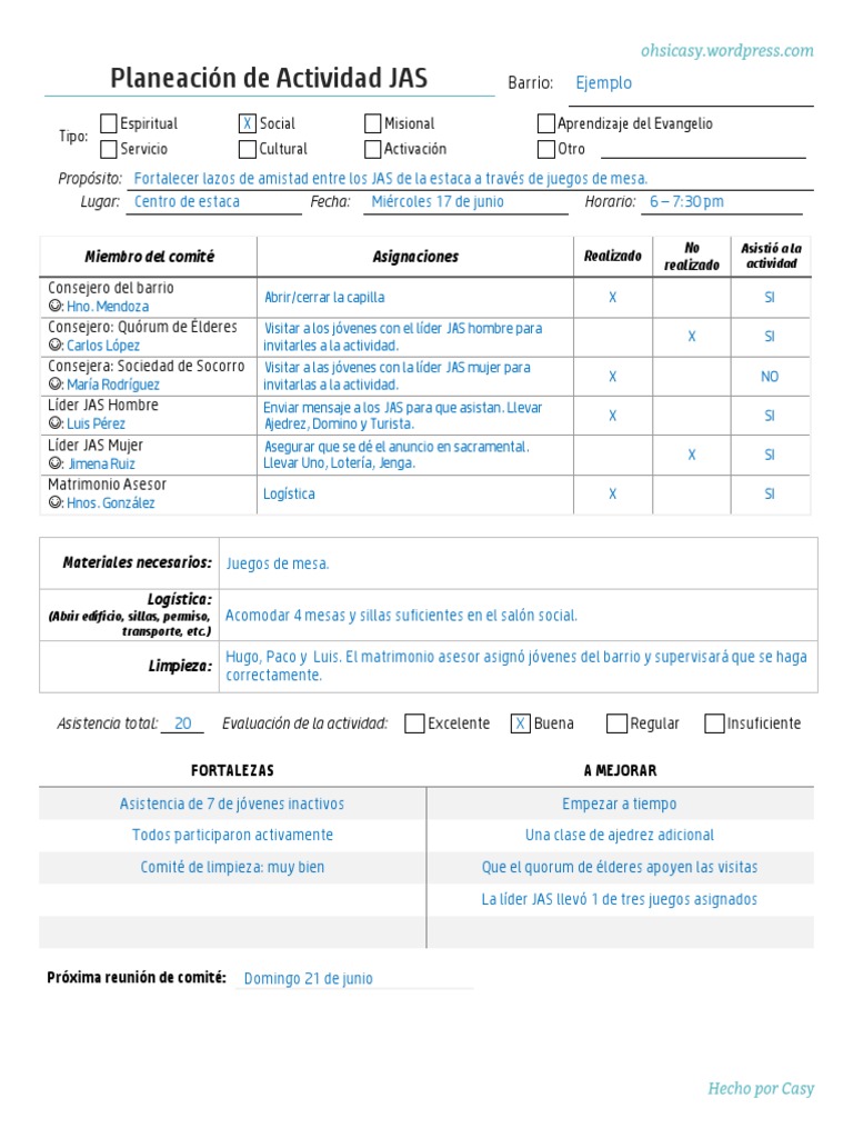 Formato Actividades Jas PDF | PDF
