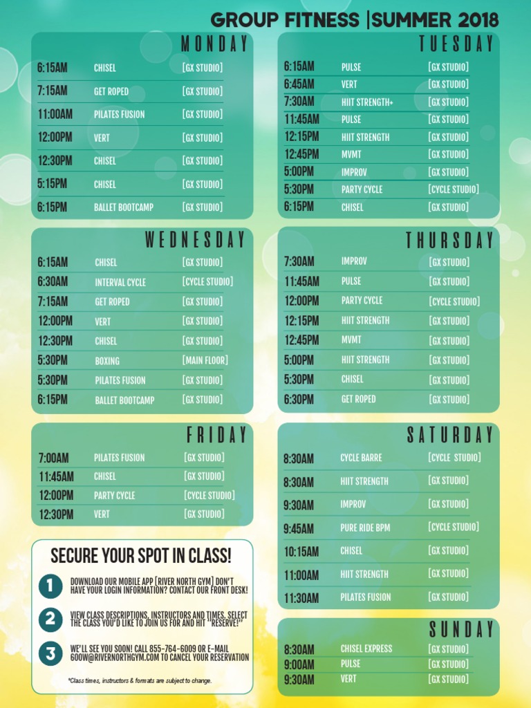 Group Fitness Schedule - River North Gym | PDF