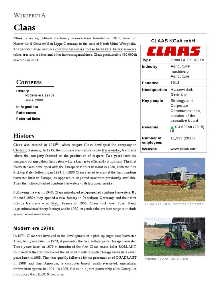 Claas Kgaa MBH | PDF | Farming Tools | Agricultural Machinery