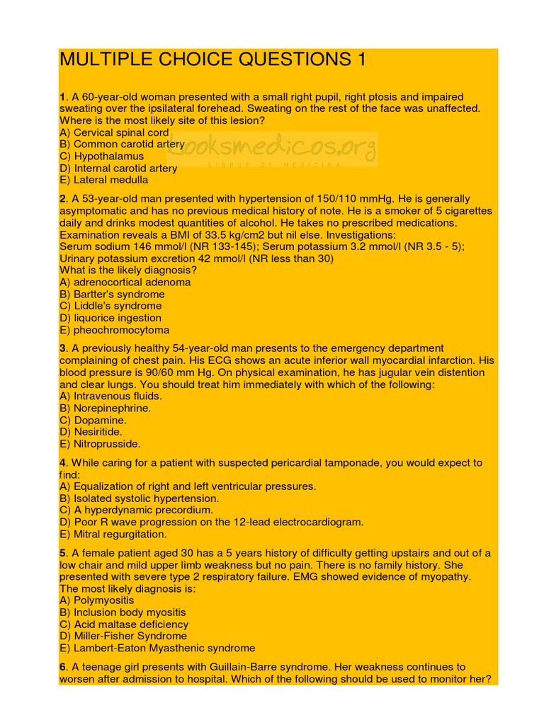 Medicine Multiple Choise Questions | PDF | Thyroid | Heart