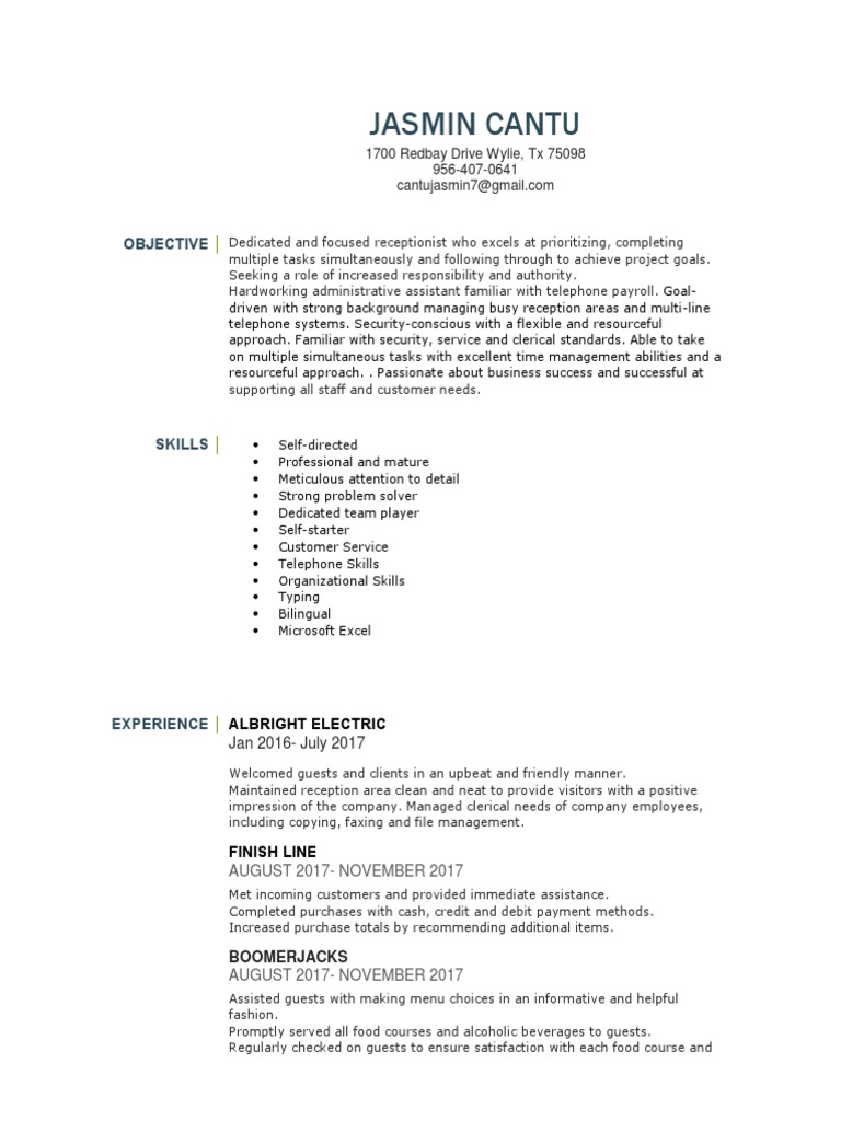 Jasmin Cantu Resume | PDF | Business
