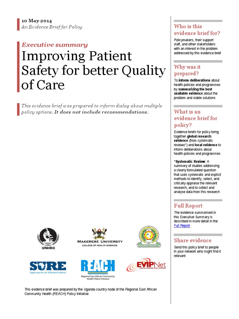 Patient Safety Executive Summary 10052014 | PDF | Patient Safety | Nursing