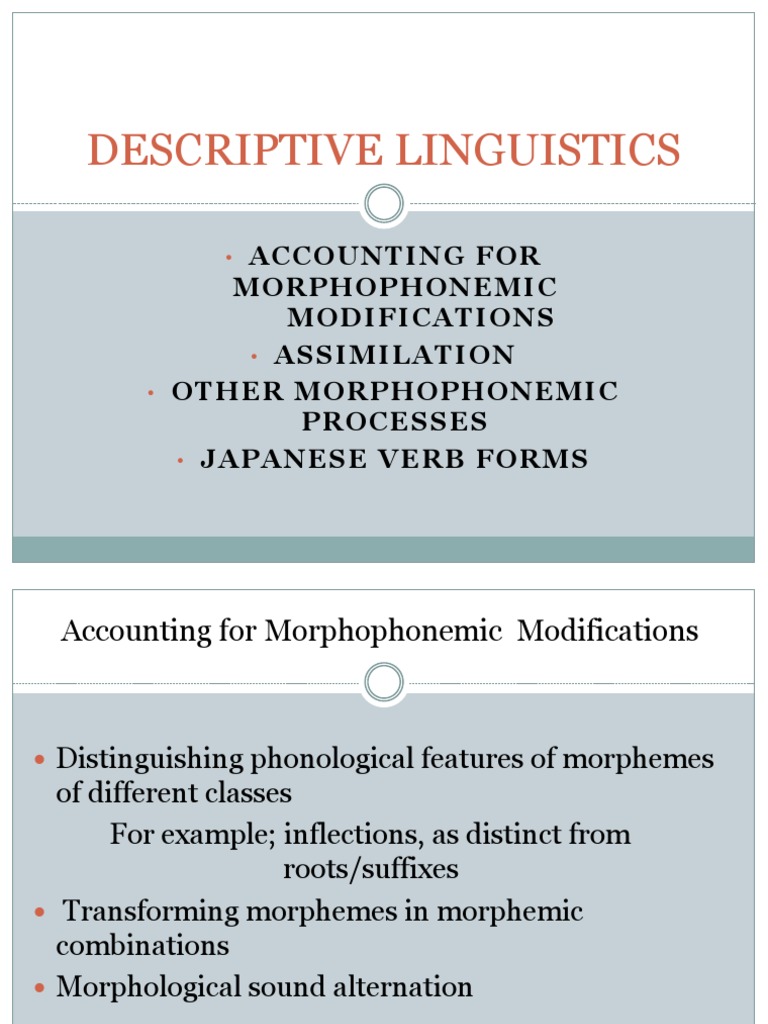 Descriptive Linguistics | PDF | English Language | Morphology (Linguistics)
