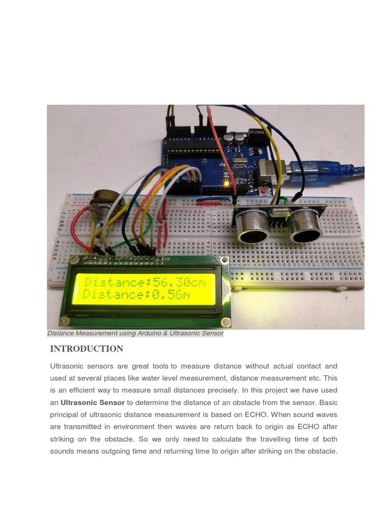 Sensors Distance Measurement Using Arduino | PDF | Ultrasound | Transmitter