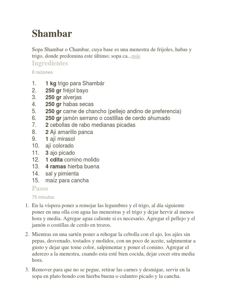Shambar | PDF | Sopa | Alimentos