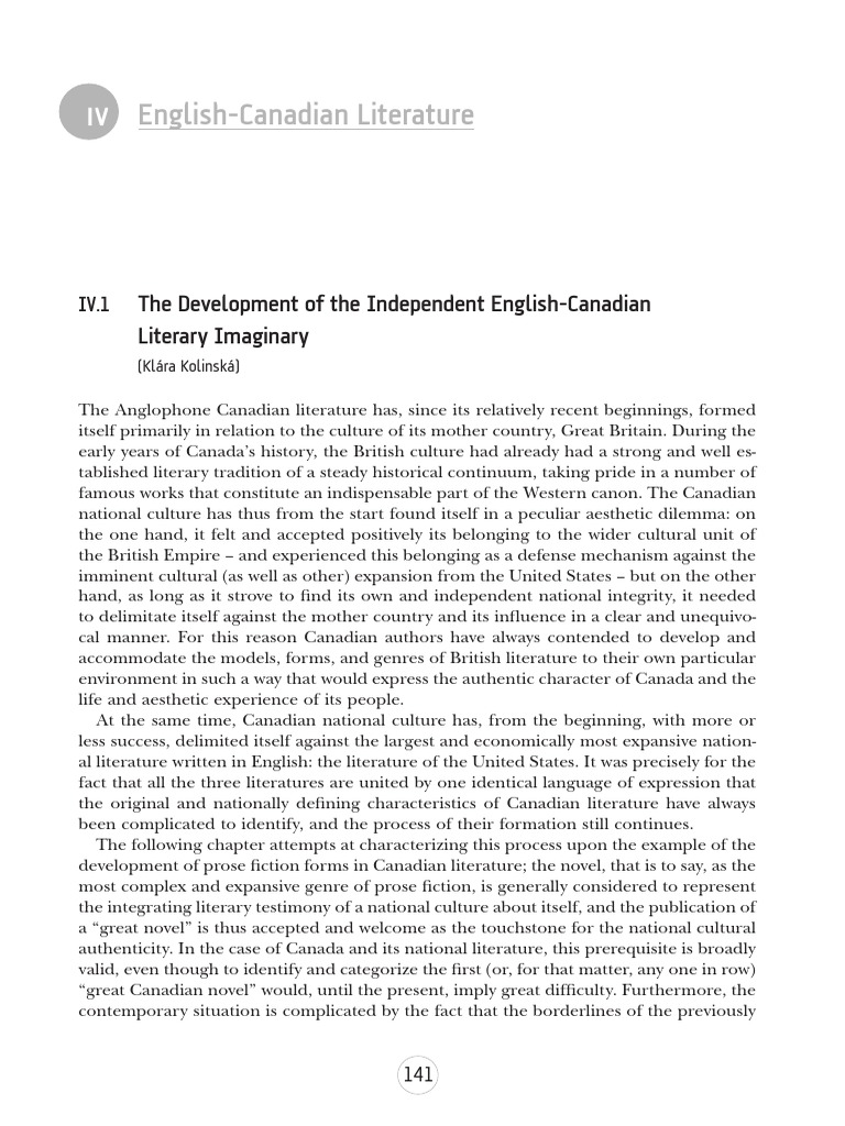 English Canadian Literature | PDF | Canada | Genre