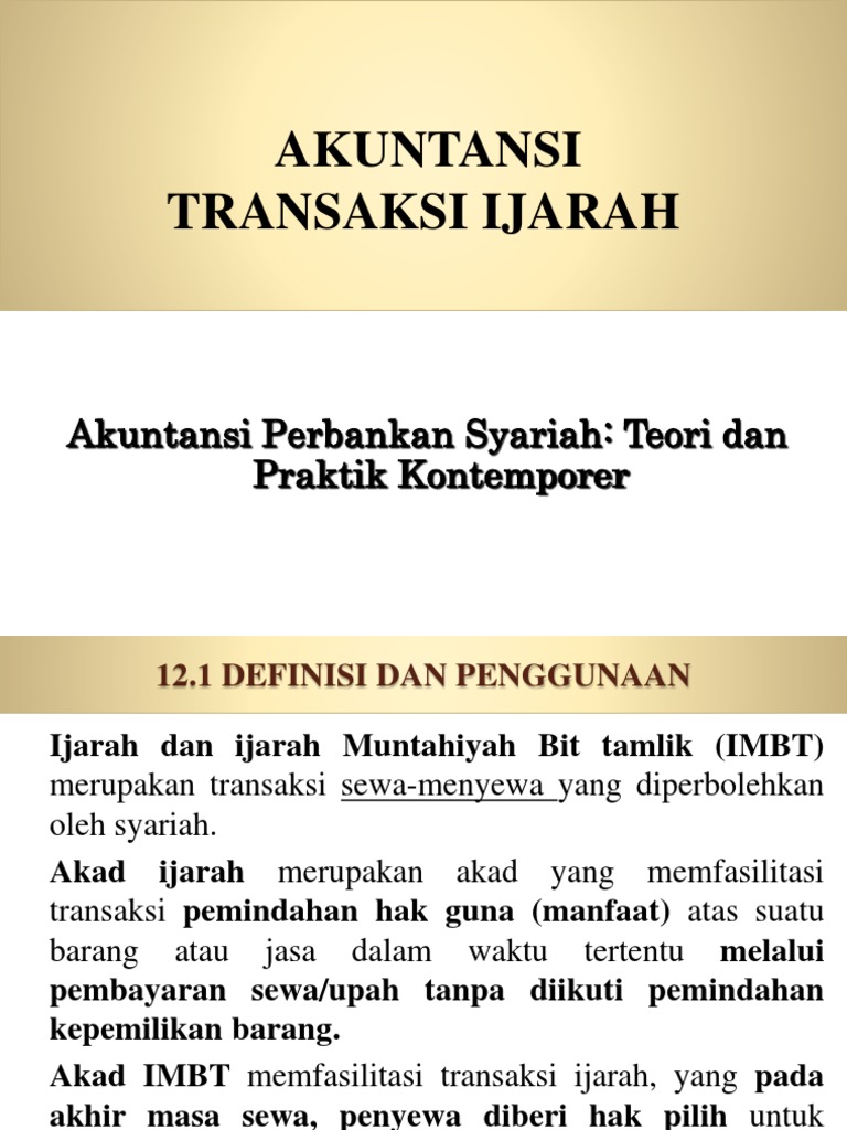 Bab 12 - Akuntansi Transaksi Ijarah | PDF