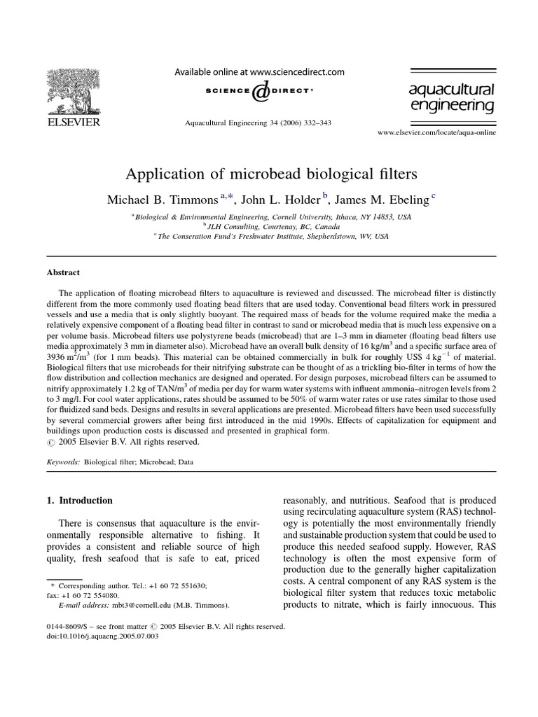 Application of Microbead Biological Filters | PDF | Ventilation ...