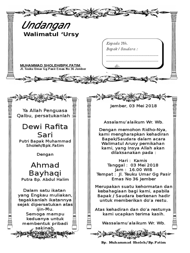 Walimatul Ursy Pernikahan Invitation Pdf