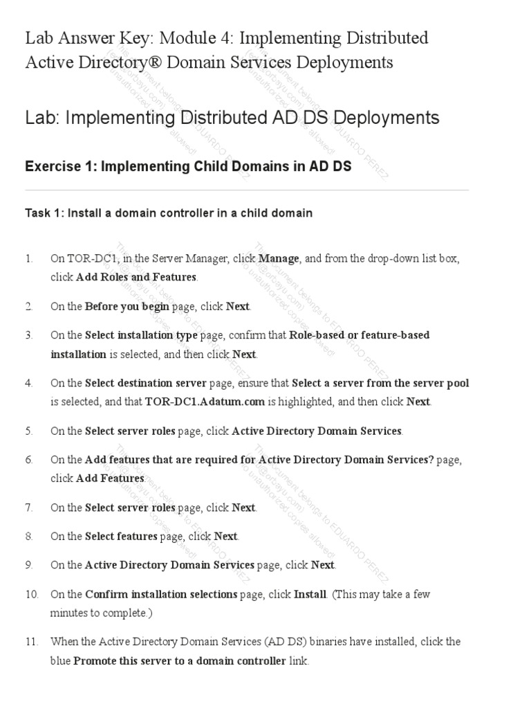 Lab Answer Key - Module 4 - Implementing Distributed Active Directory ...