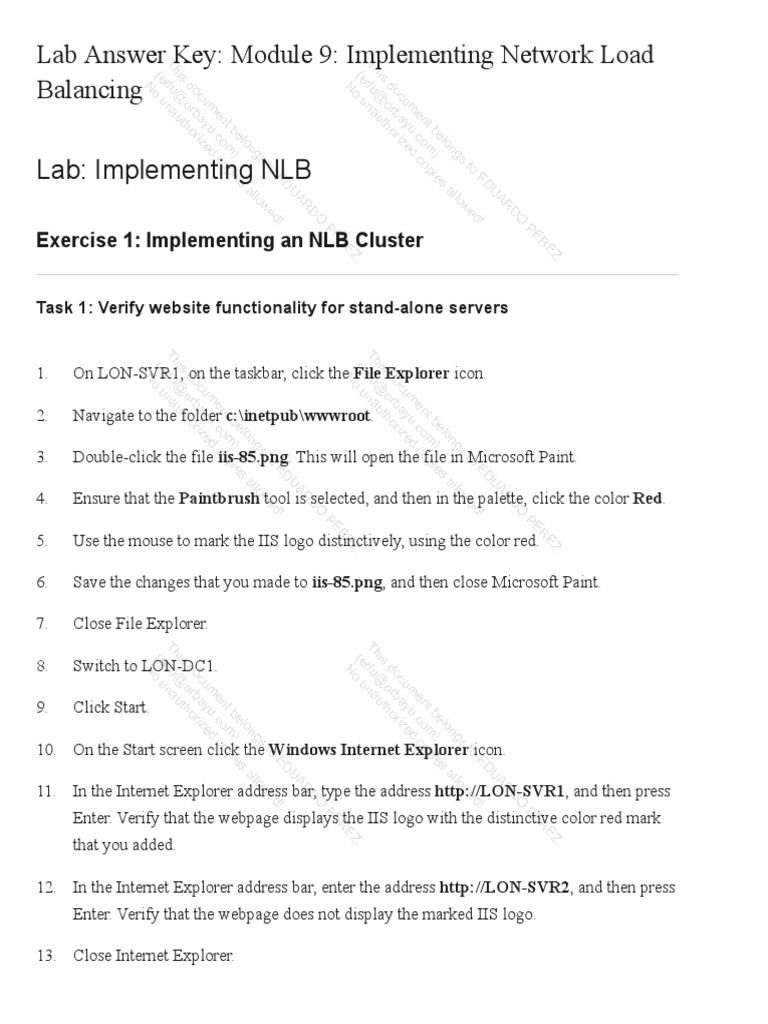 Lab Answer Key - Module 9 - Implementing Network Load Balancing | PDF | Port (Computer ...