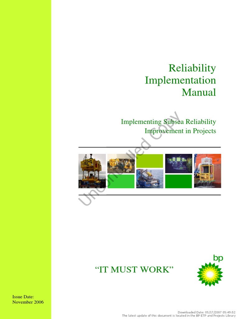 BP Subsea Reliability Implementation Manual | PDF | Reliability ...