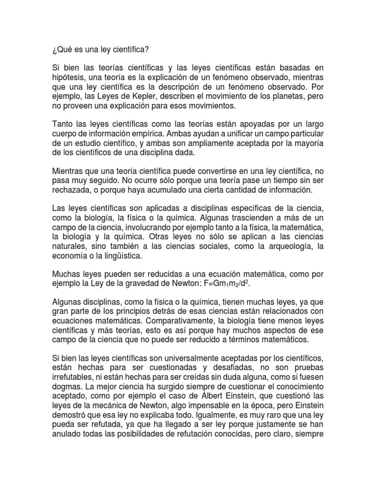 Qué Es Una Ley Científica | Orbita | Teoría