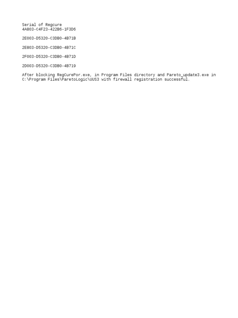 Serial Key Regcure Pro | PDF