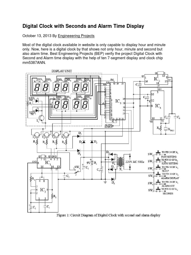 Digital Clock Circuit | PDF | Integrated Circuit | Electronic Circuits