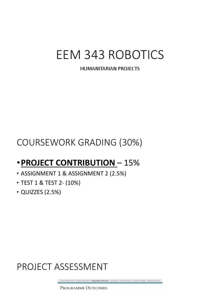 Eem 343 Robotics Project Format With Assessment Rubric v2 | PDF ...
